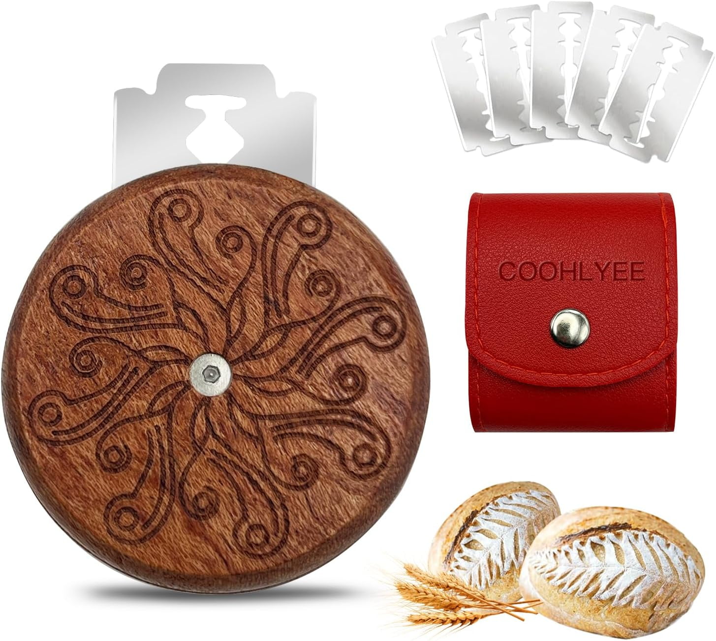 Bread Lame Sourdough Scoring Tool,Wooden Lame Bread Scoring Tool with 5 ...