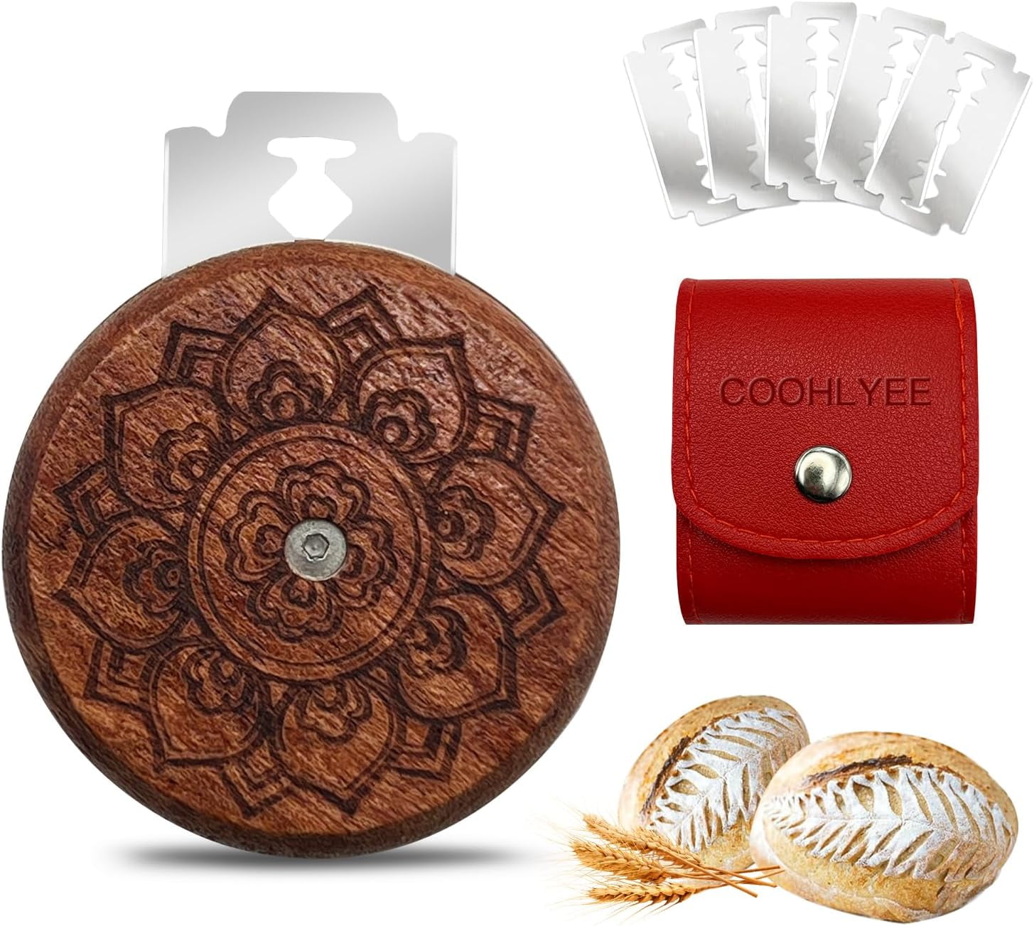 Bread Lame Sourdough Scoring Tool,Wooden Lame Bread Scoring Tool with 5 ...