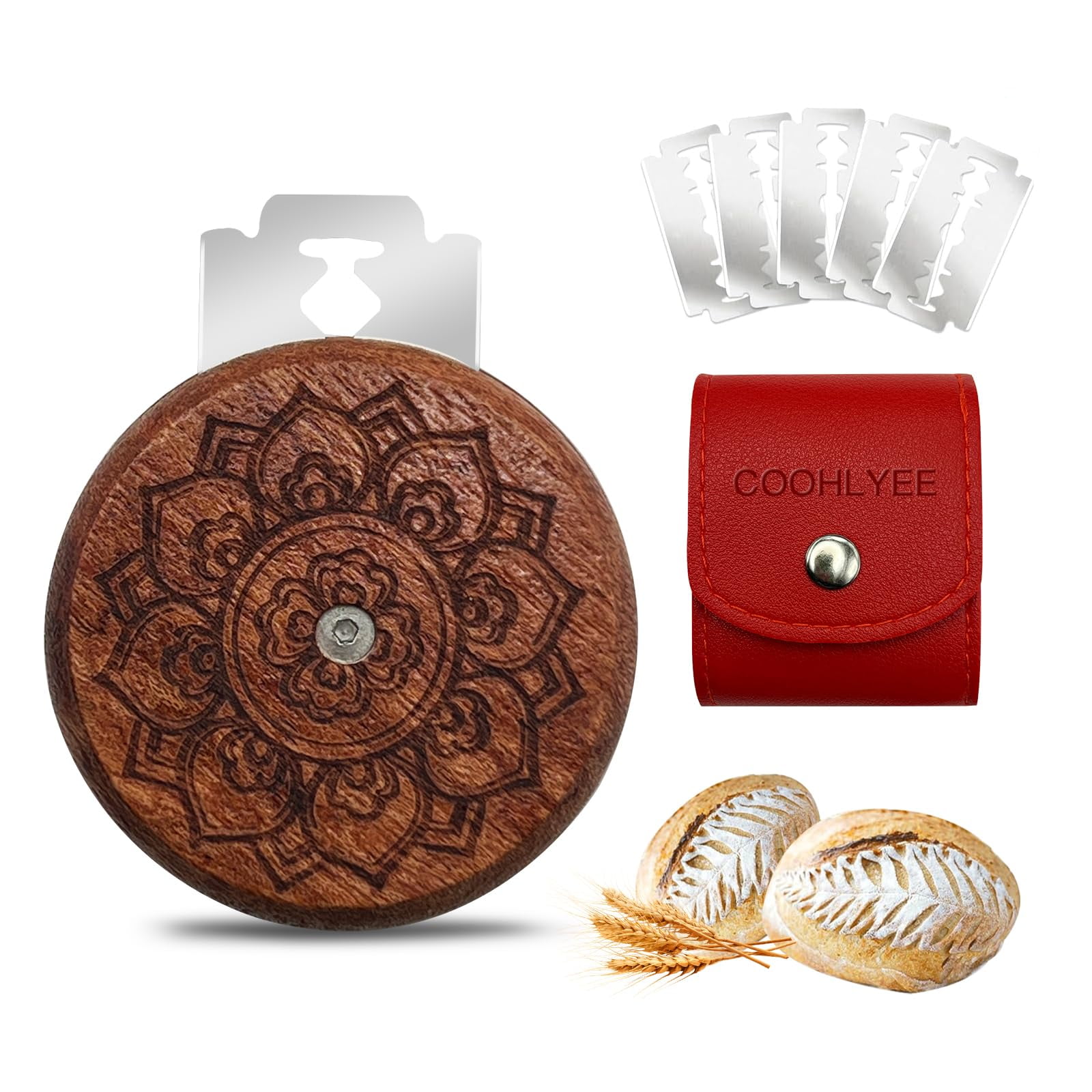 Bread Lame Sourdough Scoring Tool,Wooden Lame Bread Scoring Tool with 5 ...