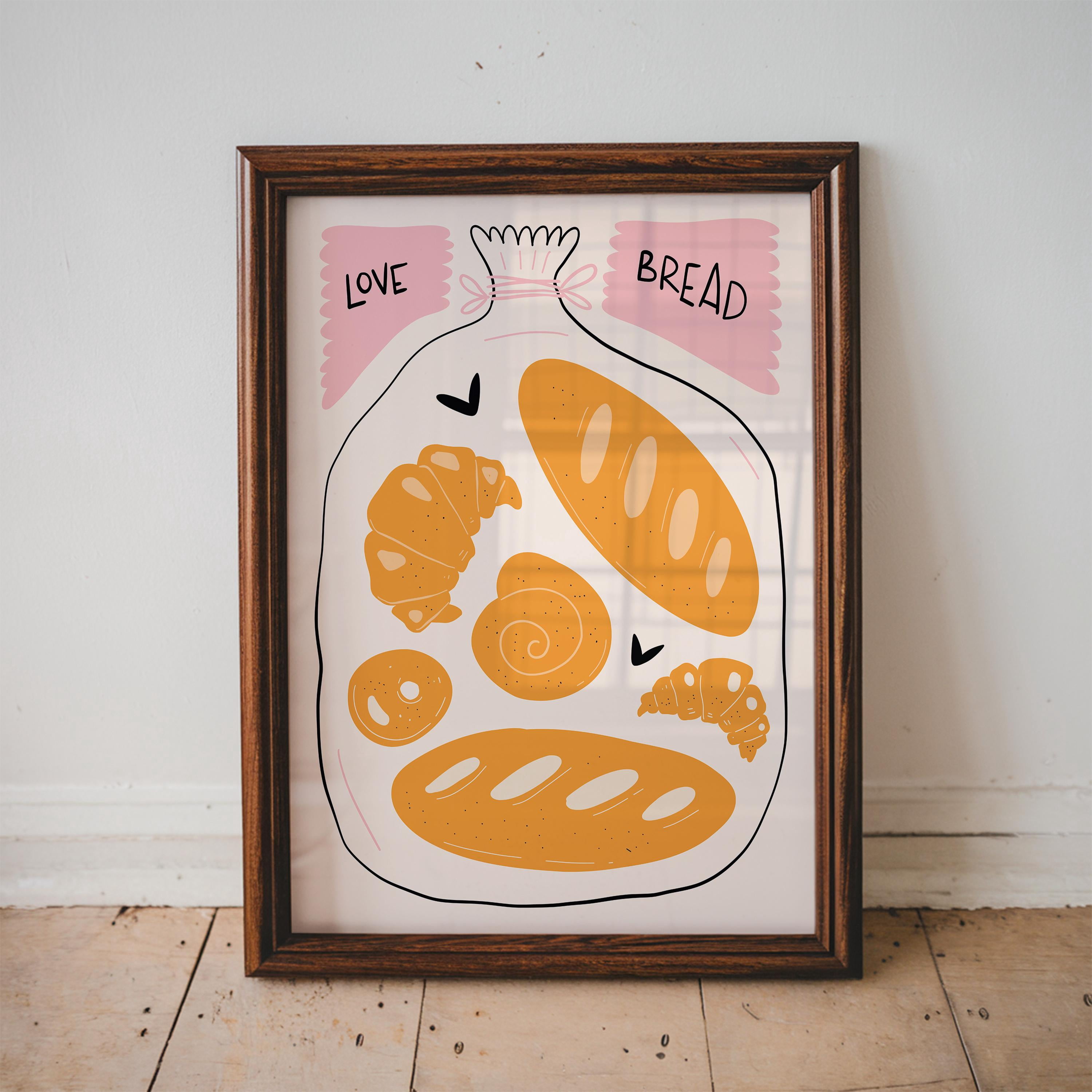 Bread Lover Print Italian Kitchen Wall Art Foodie Gifts Breakfast Foods ...