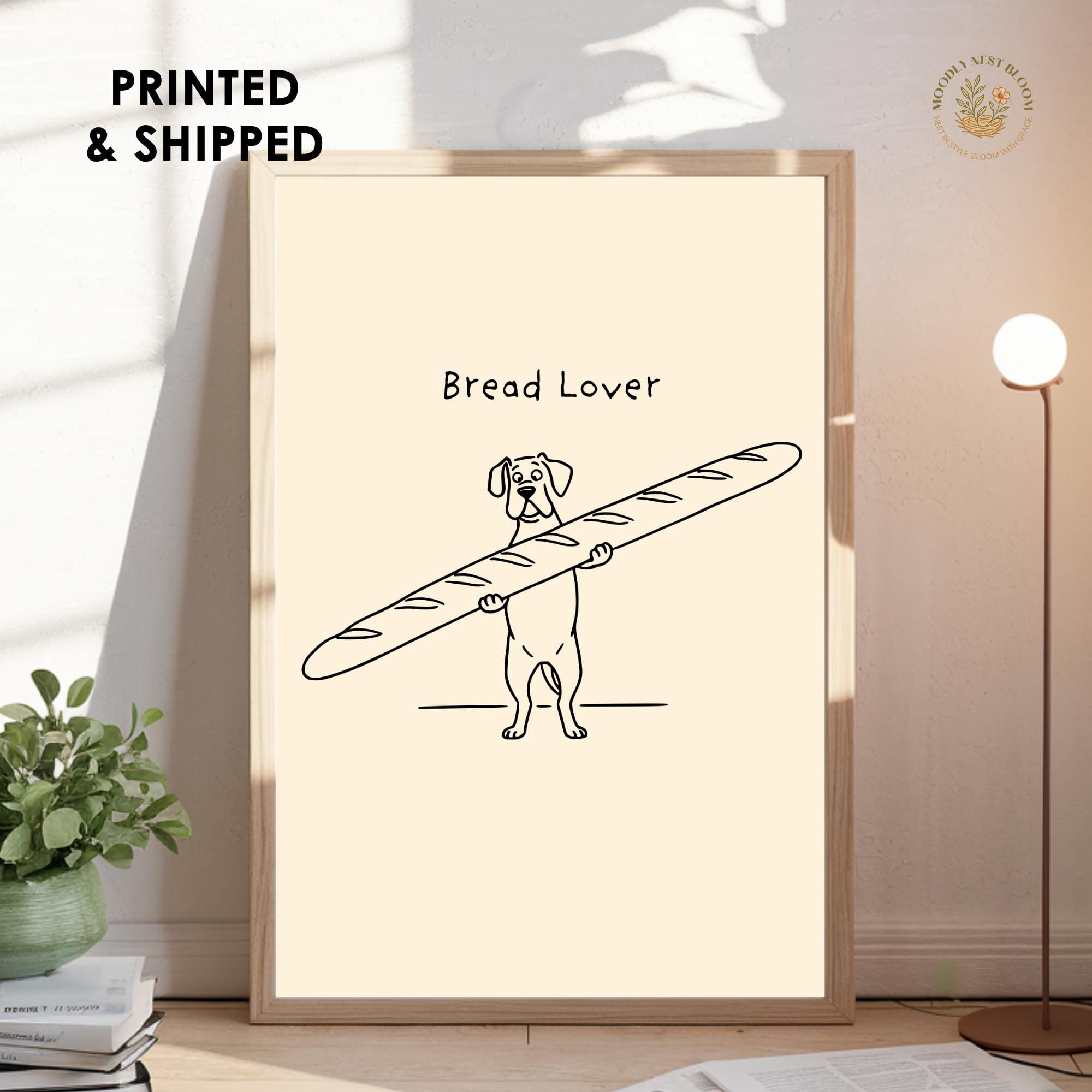 Bread Lover Wall Art, Funny Kitchen Dog Print, Bakery Decor Poster ...