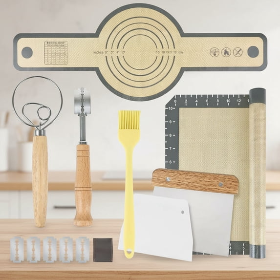 Bread Making Tools Set of 7, Including Silicone Pastry Mat, Round ...