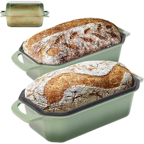 Bread Pan Cast Iron Loaf Pan with Lid Bread Loaf Pan 13x5 Inch Enameled ...