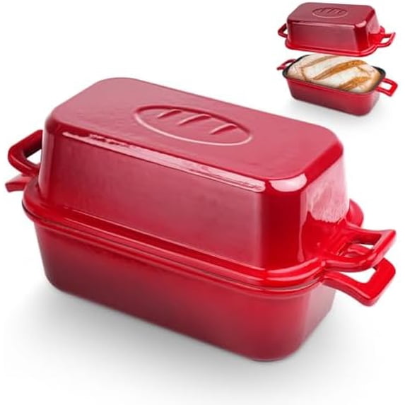 Bread Pan Enameled Cast Iron Loaf Pan with Lid, Bread Oven, Dutch Oven ...