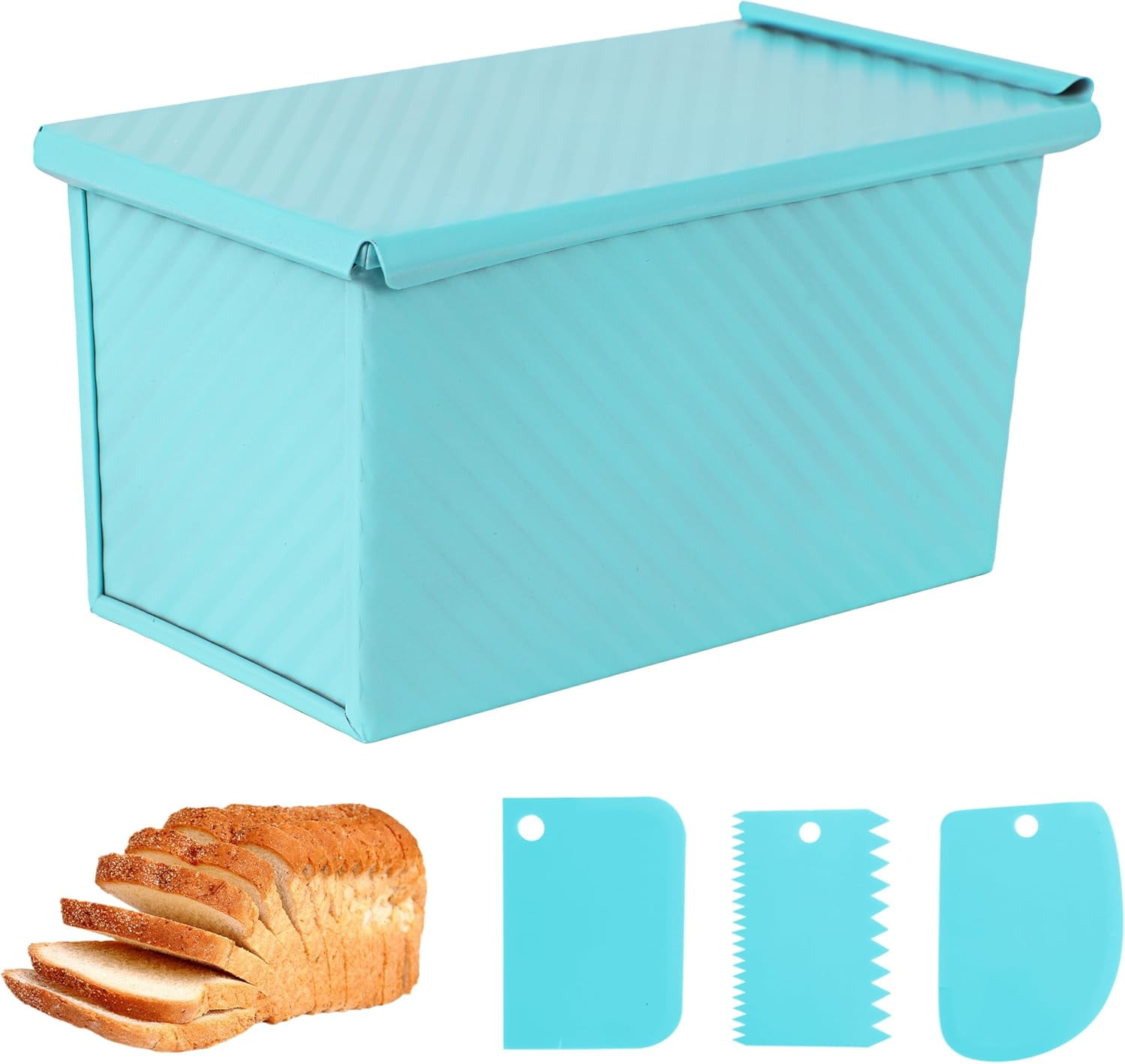 Bread Pan, Non-Stick Rectangle Pullman Loaf Pan with Lid, Long ...