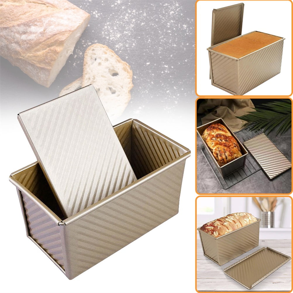 Bread Pan with Lid Baking Mold Cake Toast Carbon Steel Nonstick Toasted ...