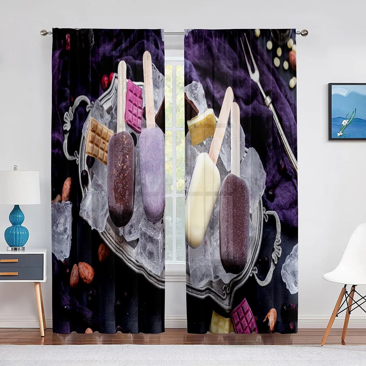 Bread Pastry Food Orange Sheer Voile Curtains for Living Room Bedroom ...