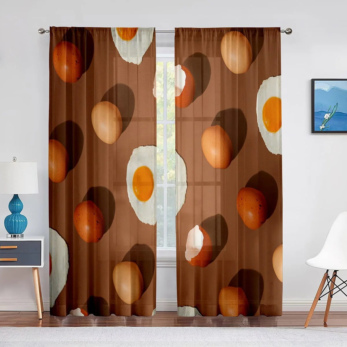 Bread Pastry Food Orange Sheer Voile Curtains for Living Room Bedroom ...