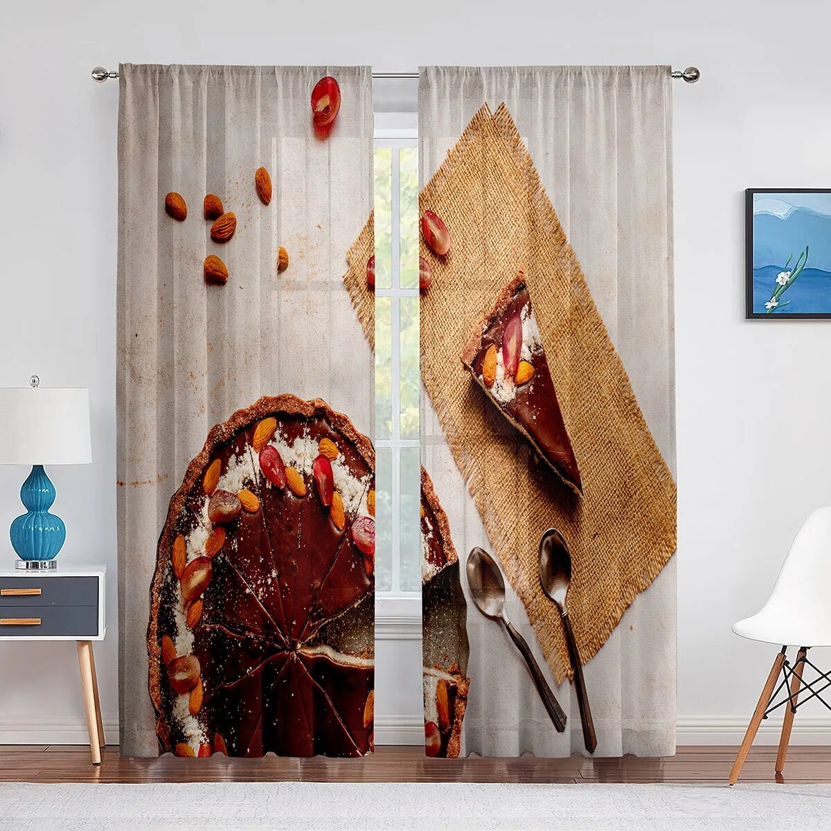 Bread Pastry Food Orange Sheer Voile Curtains for Living Room Bedroom ...