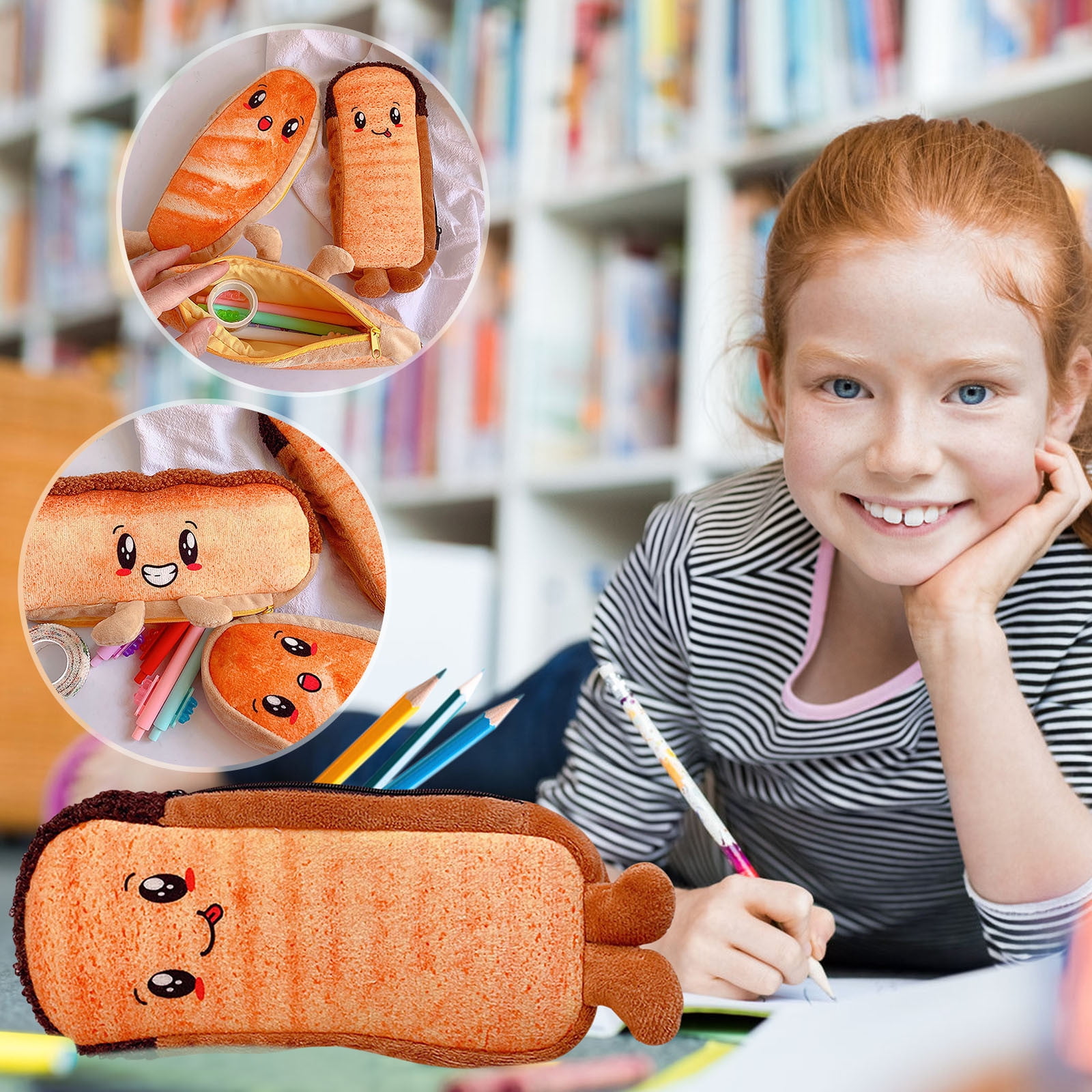 Bread Pencil Case Middle Educational Stationery Pencil Case, Metal ...