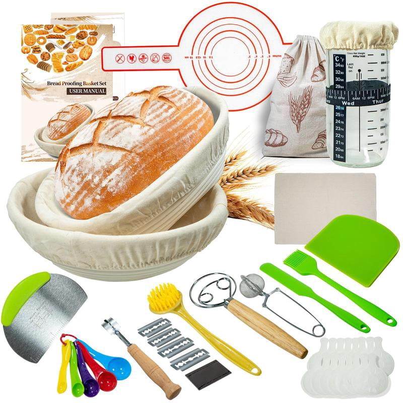 Bread Proofing Basket Set, 16pcs/set Including Round & Oval Banneton ...
