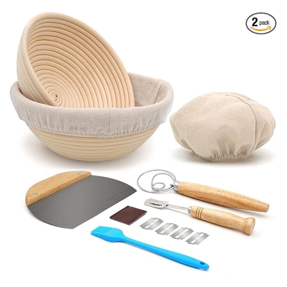 Bread Proofing Basket Set of 2，8 Inch & 9 Inch Round, Ratten Basket ...
