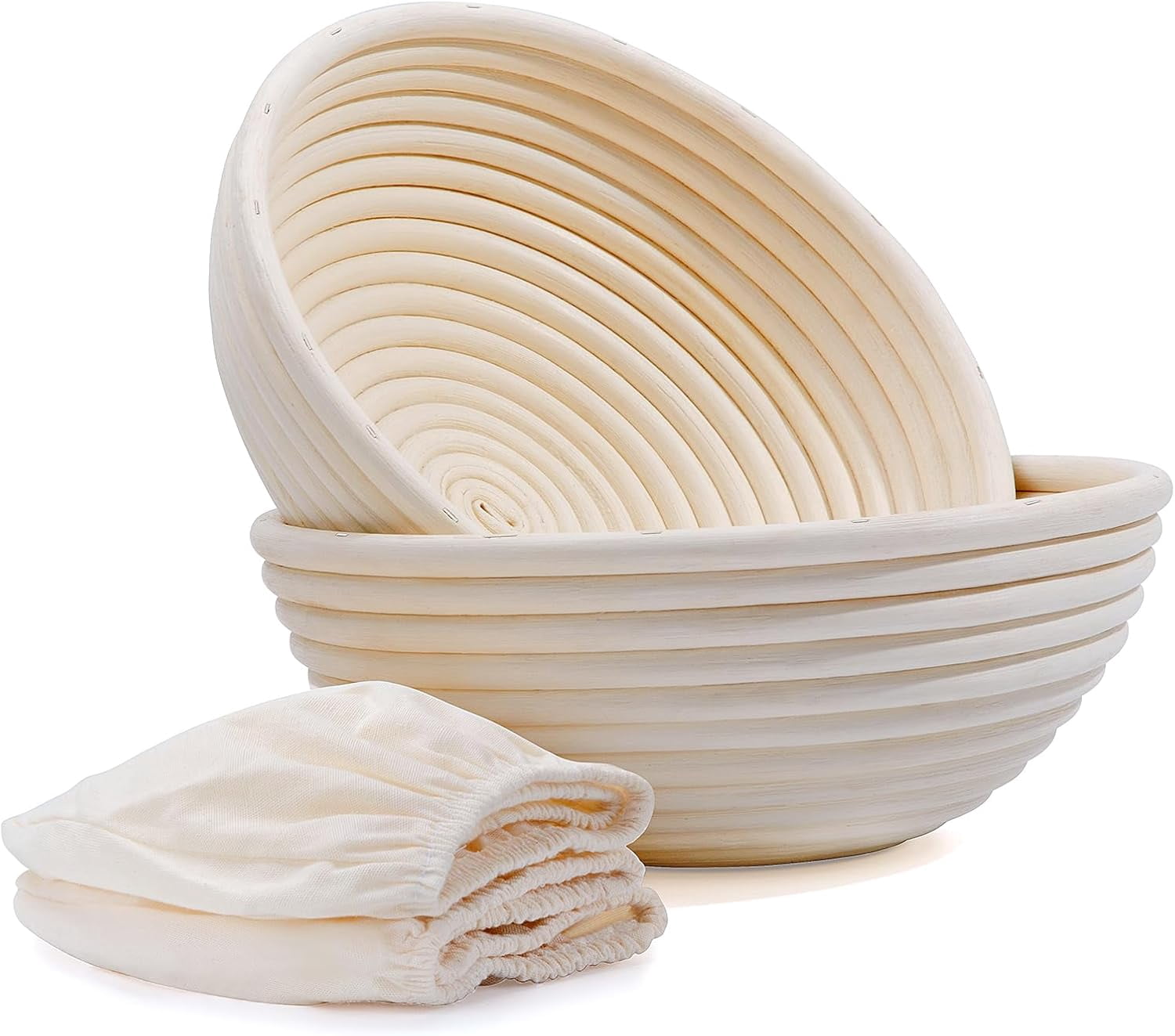 Bread Proofing Basket Set of 2, Round 9 inch Sourdough Proofing Basket ...