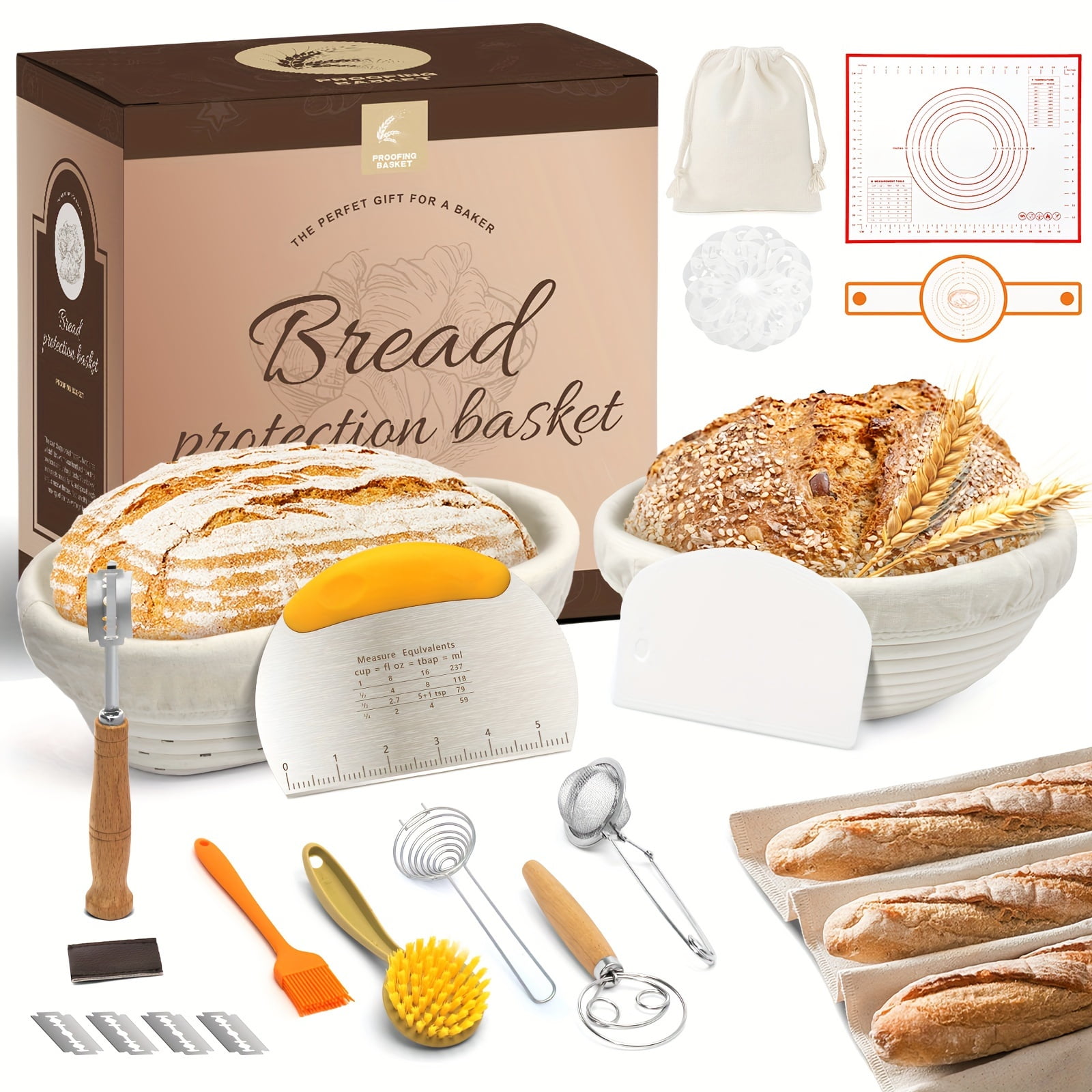 Bread Proofing Baskets - Sourdough Bread Baking Supplies for Perfect ...