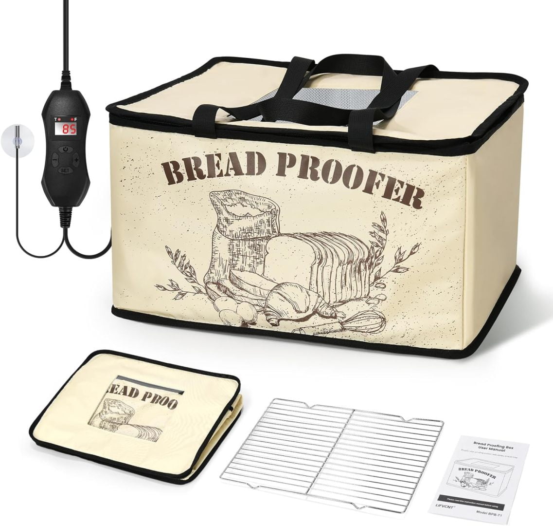 Bread Proofing Box, Foldable Dough Proofer with Shelf, Adjustable Temp ...