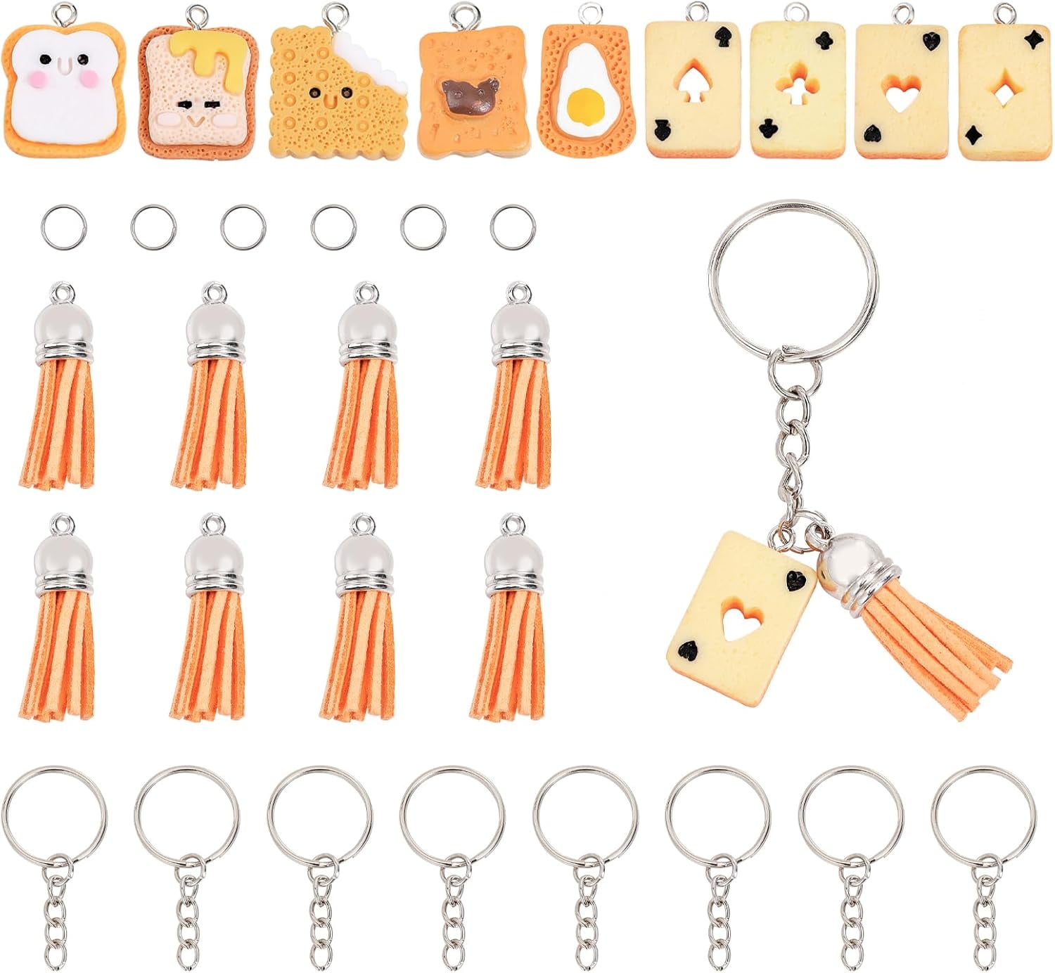 Bread Resin Keychain Making Kits with Faux Suede Tassel Pendant and ...