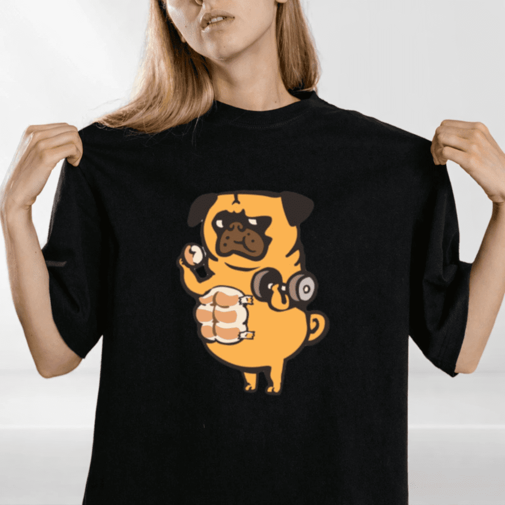 Bread Roll Pug Abs Funny Dog Fitness Humor Graphic Cotton T Shirt,for ...