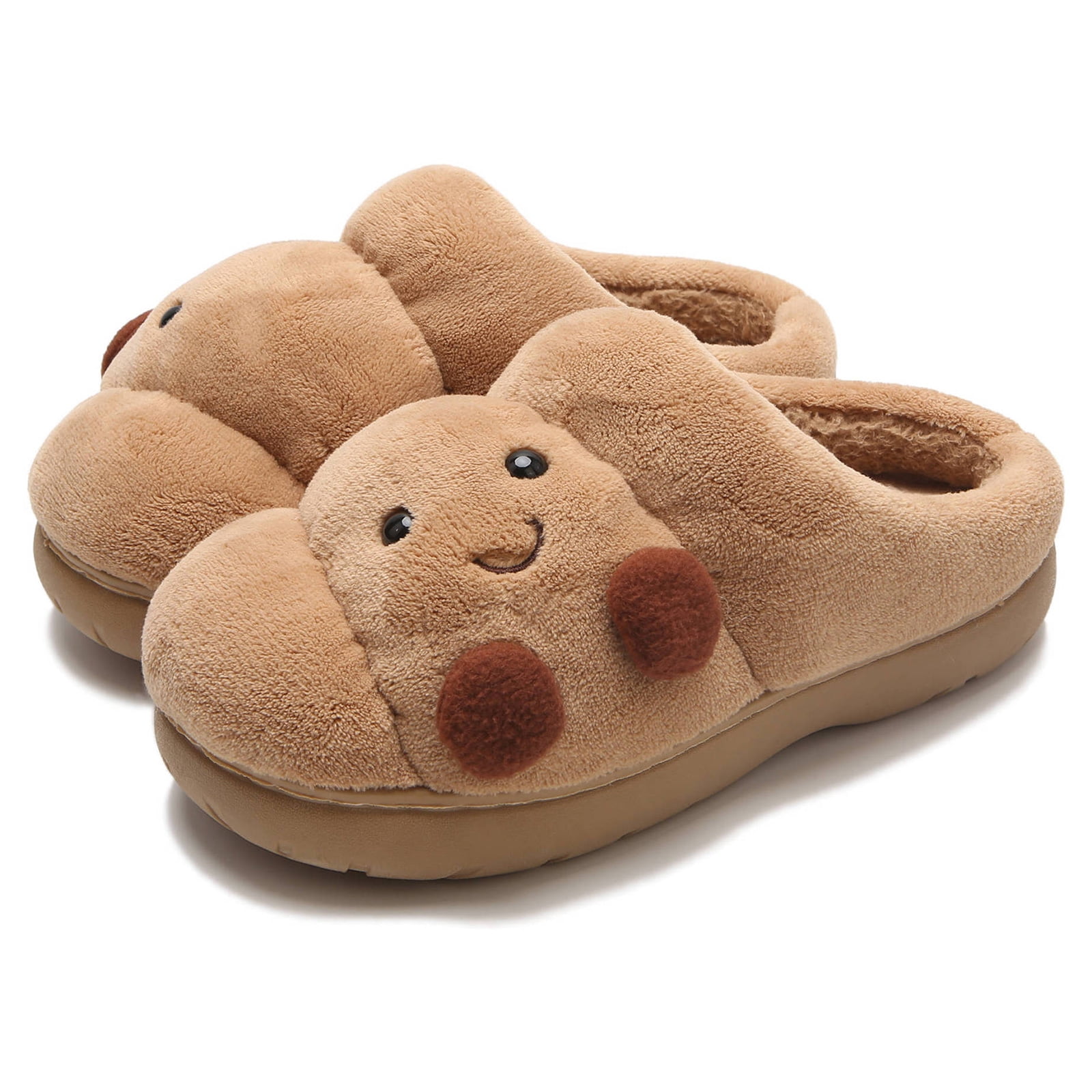 Bread Shaped House Slippers for Women Plush Cotton Lining Slippers Anti ...