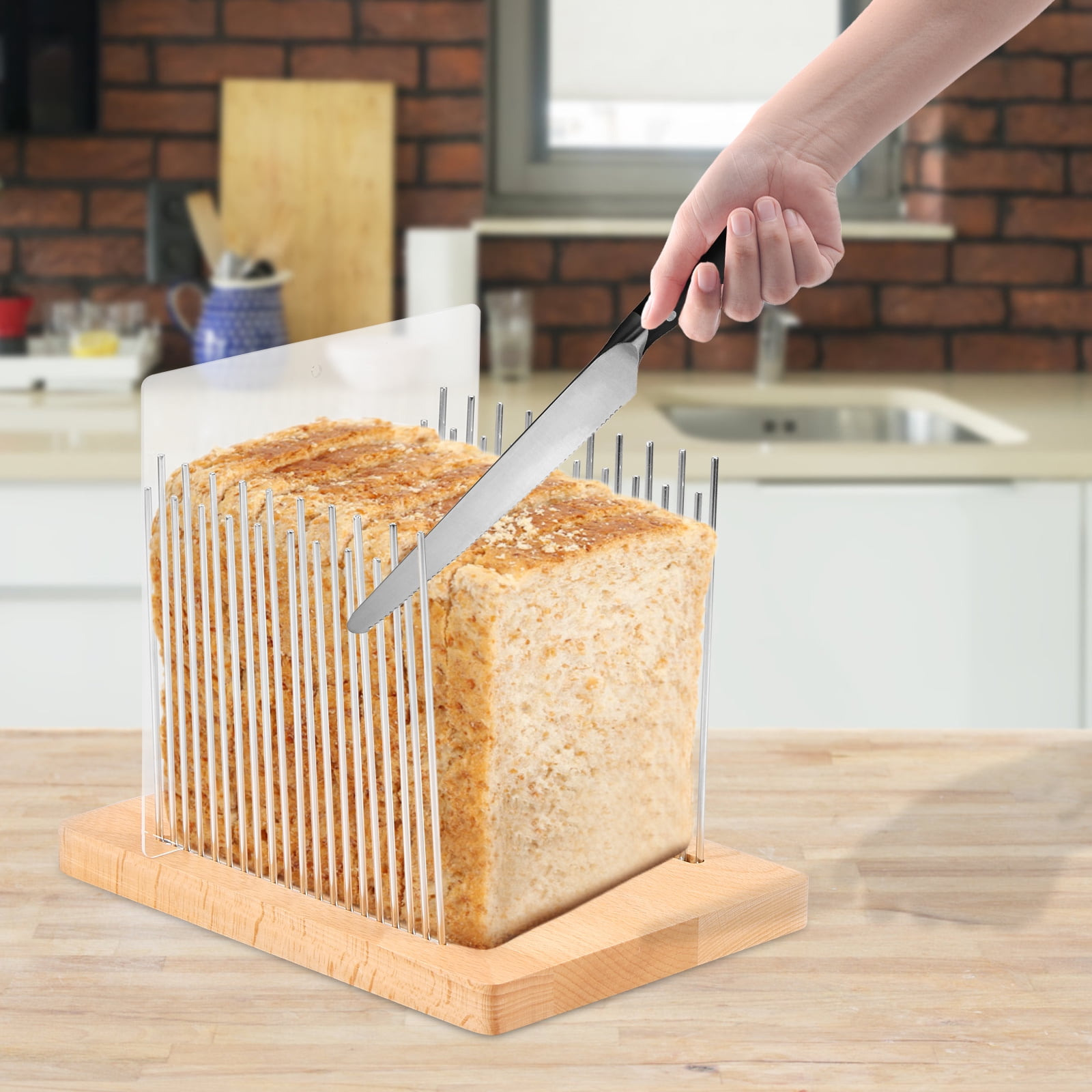 Bread Slicer Stainless Steel Bread Cutter Adjustable Width Bread Slicer ...