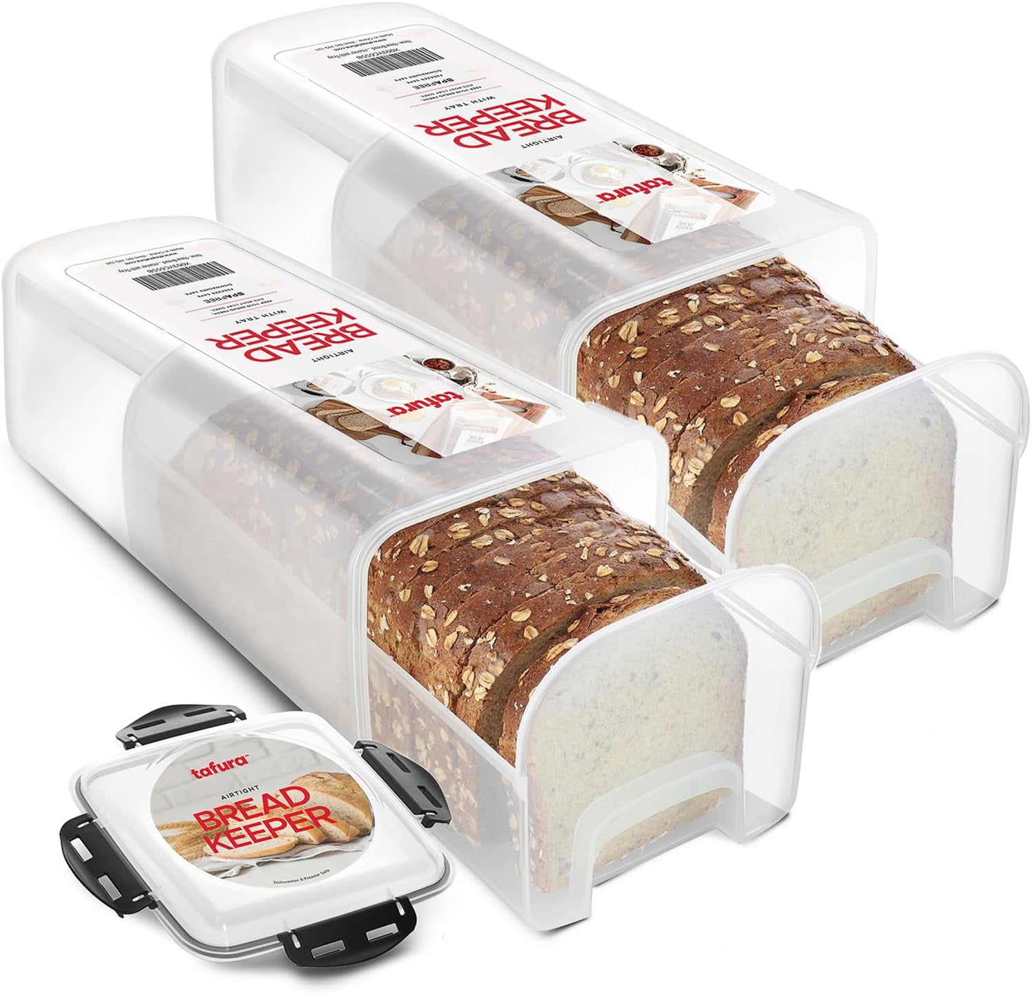 Bread Storage Container - 2 Pack BPA Free Plastic Bread Box with ...