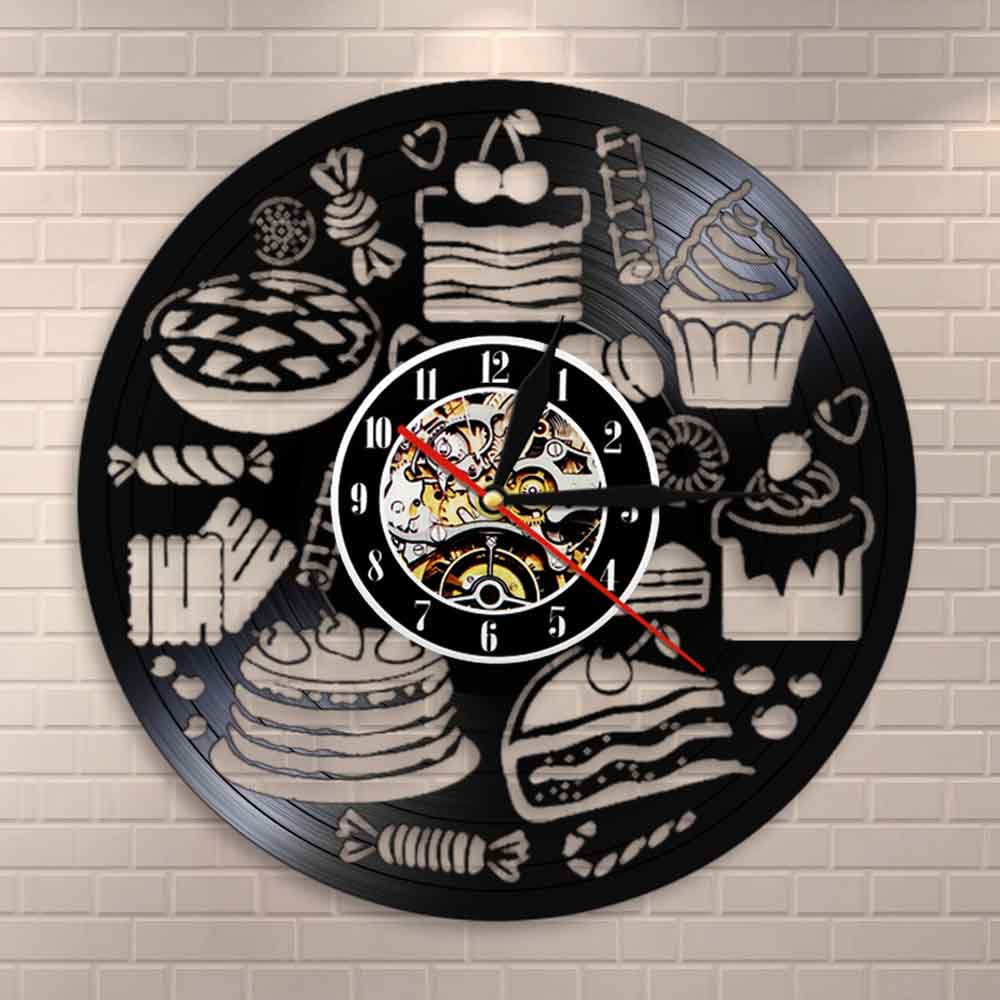 Bread Sweets Cupcake Wall Art Clock Bakery Sign Wall Decor Pastry Vinyl ...