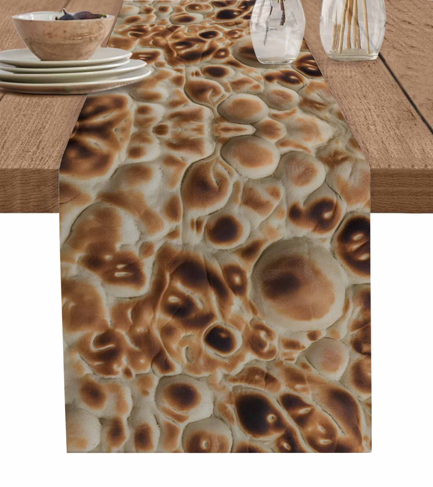 Bread Table Runner 60 Inches, Brown Farmhouse Chic Abstract Food ...