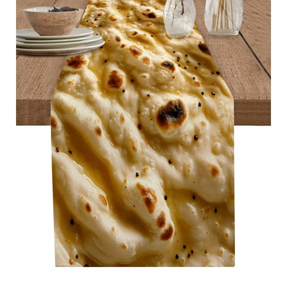 Bread Table Runner 72 Inches, Farmhouse Brown Chic Abstract Food ...