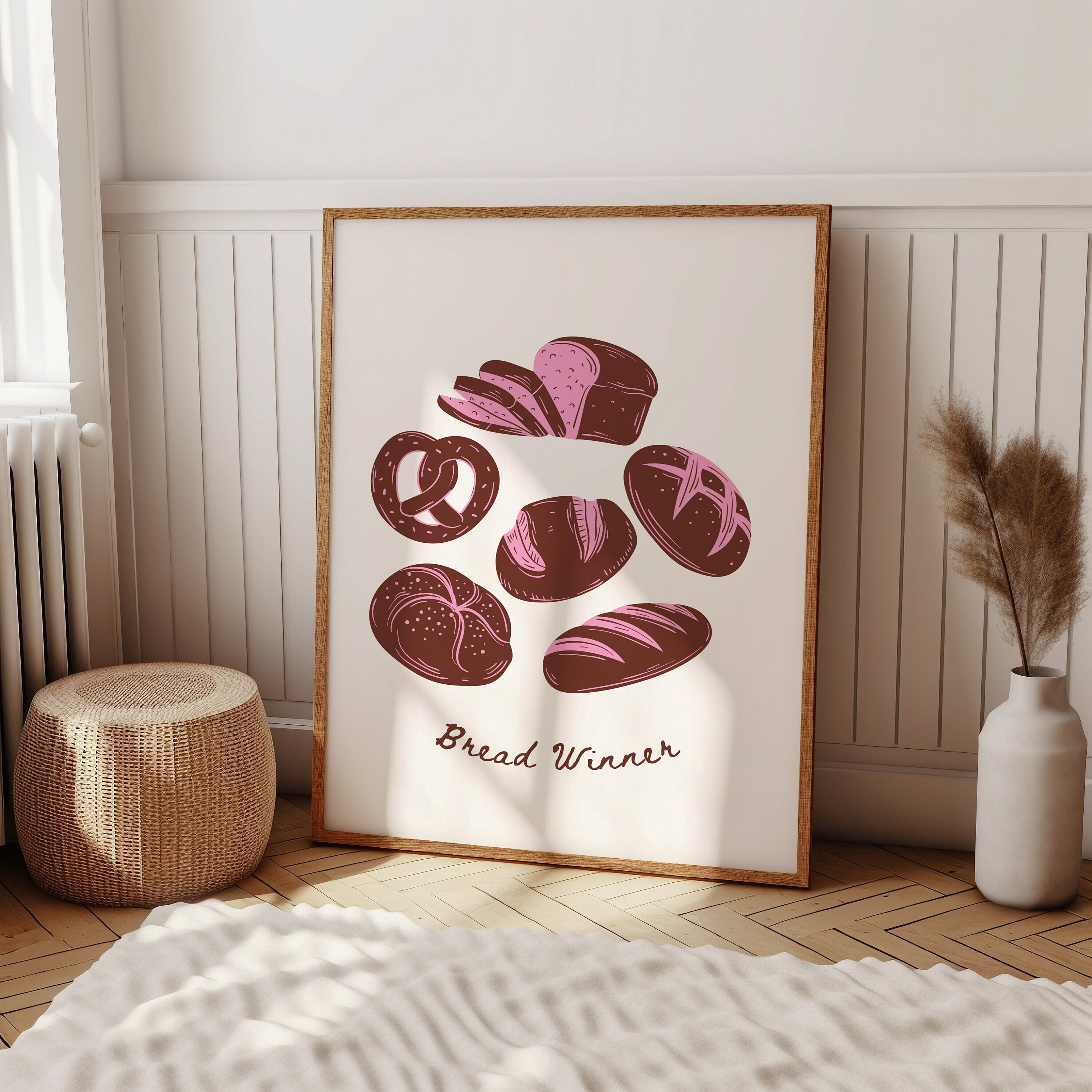 Bread Winner Print Trendy Bread Kitchen Wall Art Minimalist Food ...