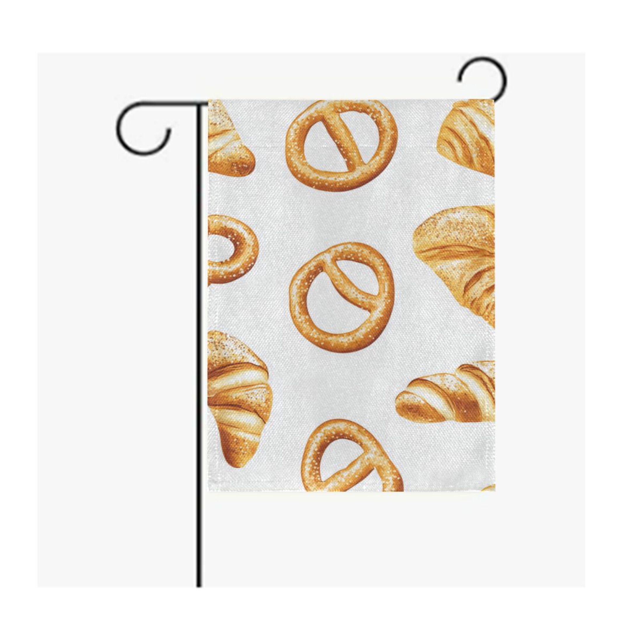 Bread and Pretzel Cute Linenette Garden Flags Decorative Banners Double ...