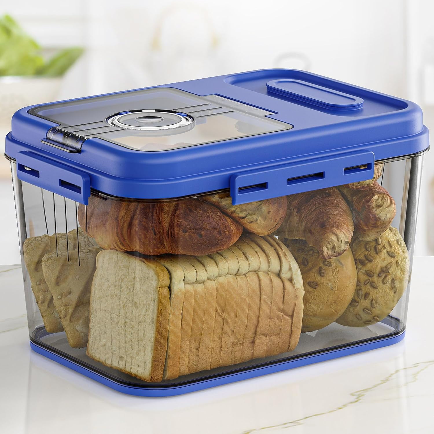 Bread box, 10L gray airtight woven storage container, kitchen ...