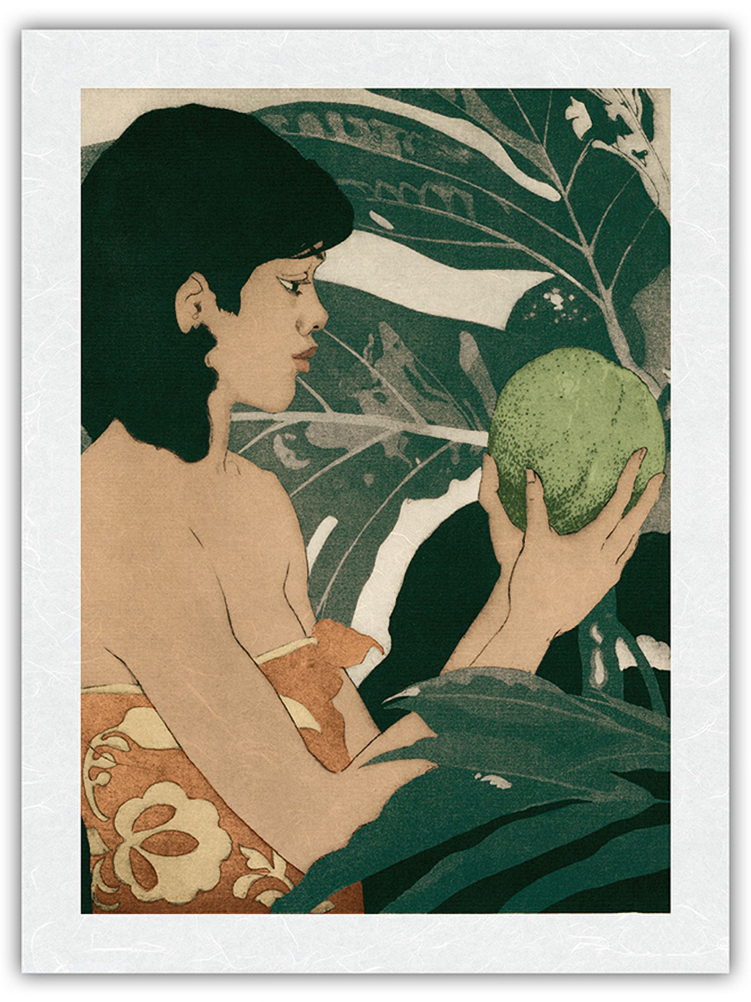 Breadfruit Hawaii - Bookplate from Etchings and Drawings of Hawaiians - Vintage Drypoint Etching ...