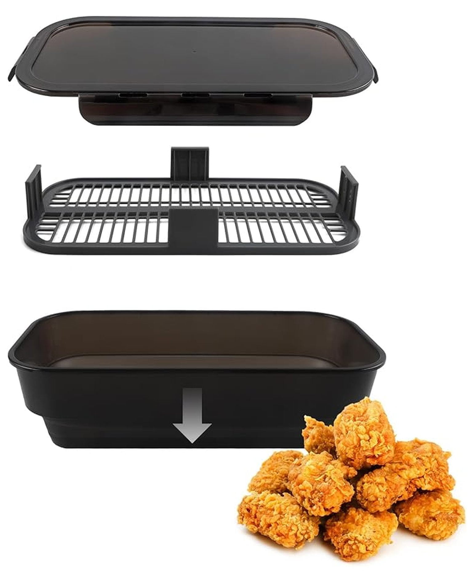 Breading Shaker Kit - Collapsible Batter Bowl for Fried Chicken, Fish ...