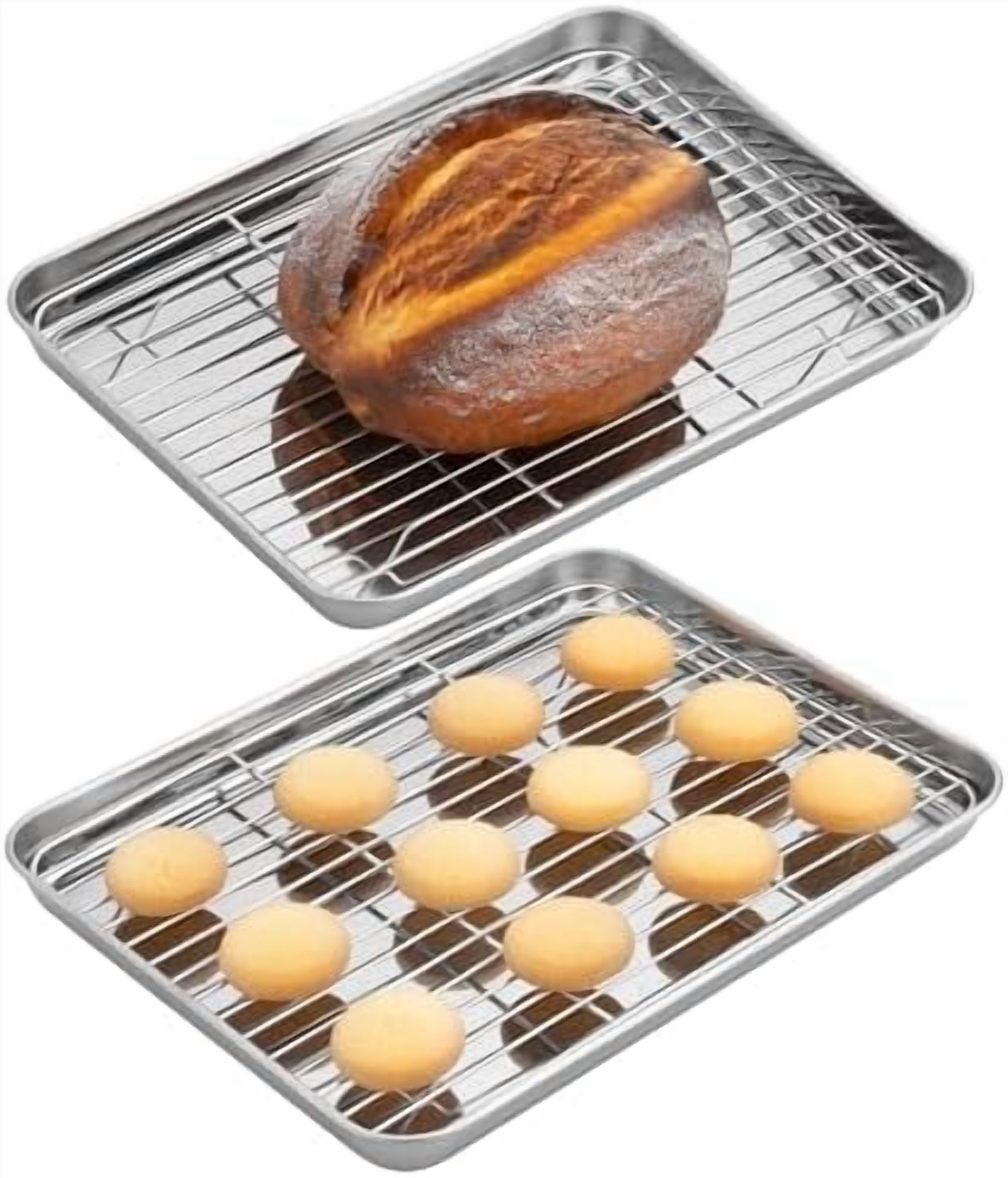 Breading Trays Set - Toaster Oven Pan - 3 Stainless Steel Trays for ...
