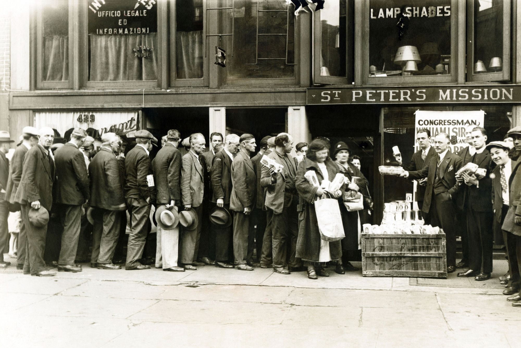 Breadline For The Needy In New York City. Representative Peter Sirovich ...