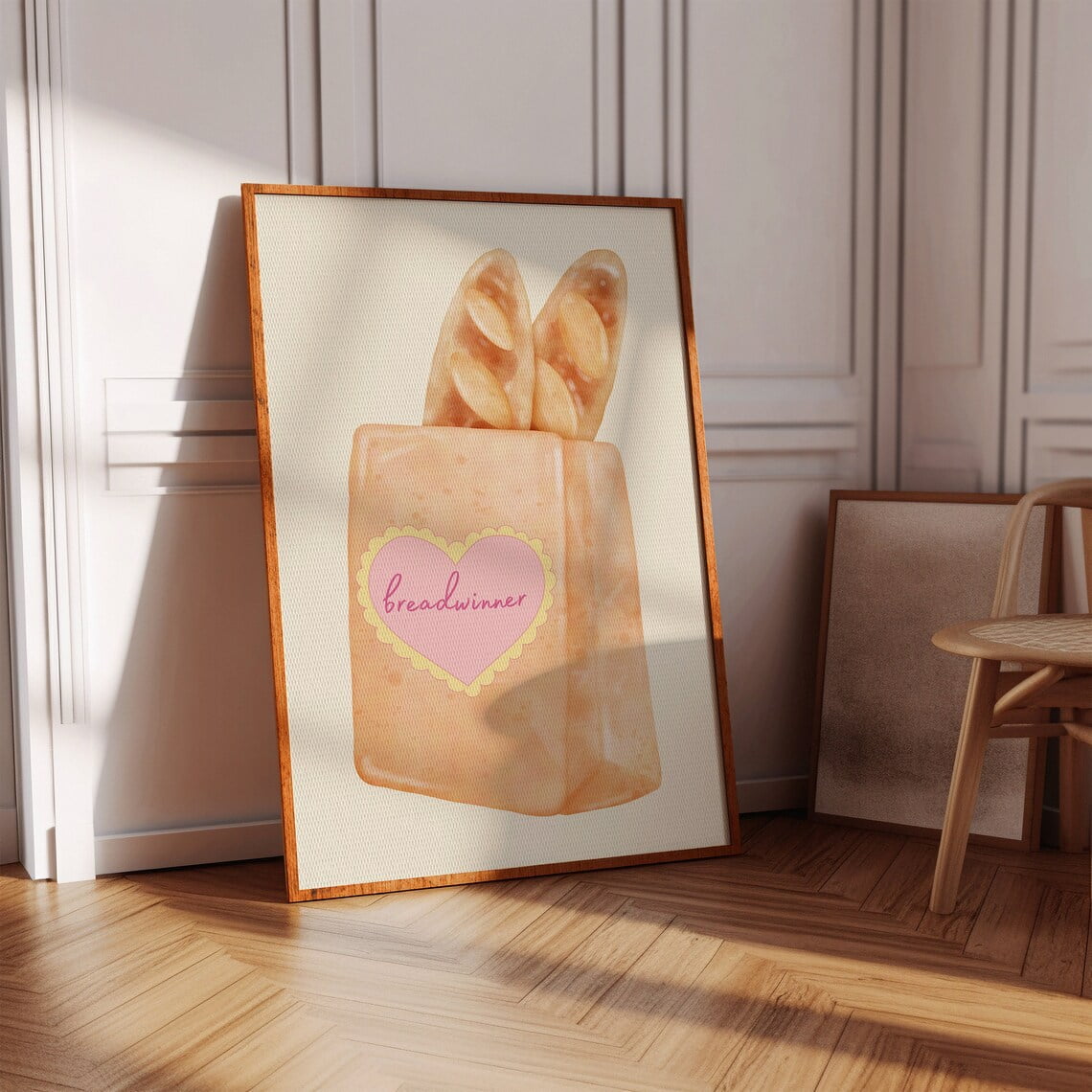 Breadwinner Print In Pink & Yellow- Girly Wall Art For Apartment, Dorm ...