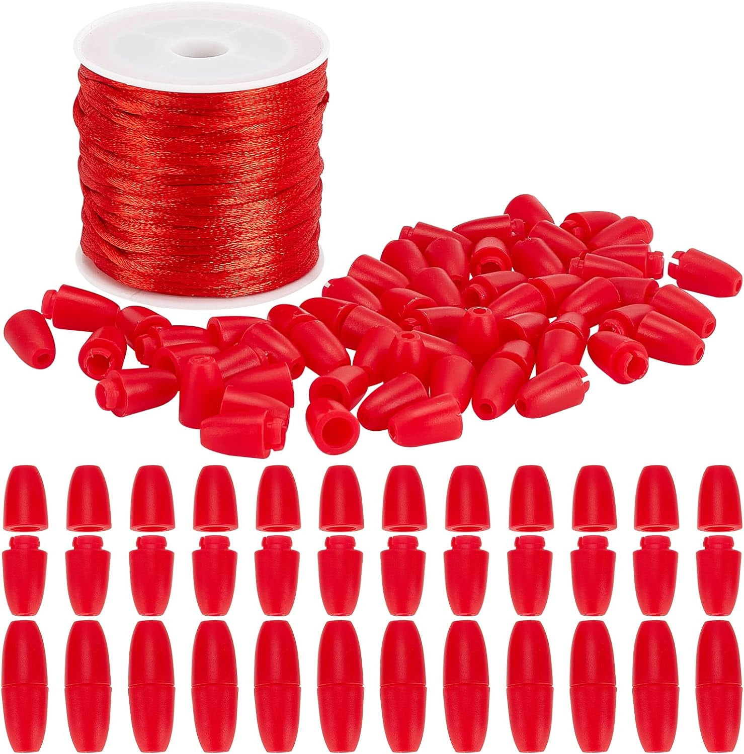 Break Away Safety Clasp Buckle 30 Set Red 24mm Plastic Bead Barrel ...