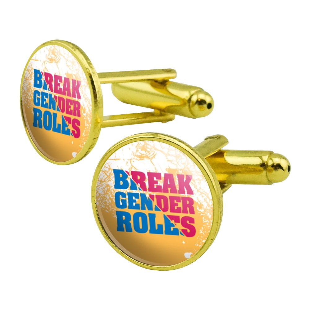 Break Gender Roles Round Cufflink Set Gold Color - Walmart.com