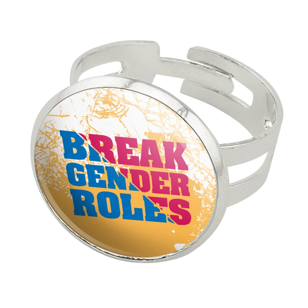 Break Gender Roles Silver Plated Adjustable Novelty Ring - Walmart.com