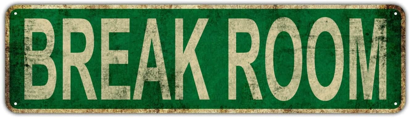 Break Room Metal Tin Sign Funny Vintage Slim Street Tin Signs 16 x 4 ...