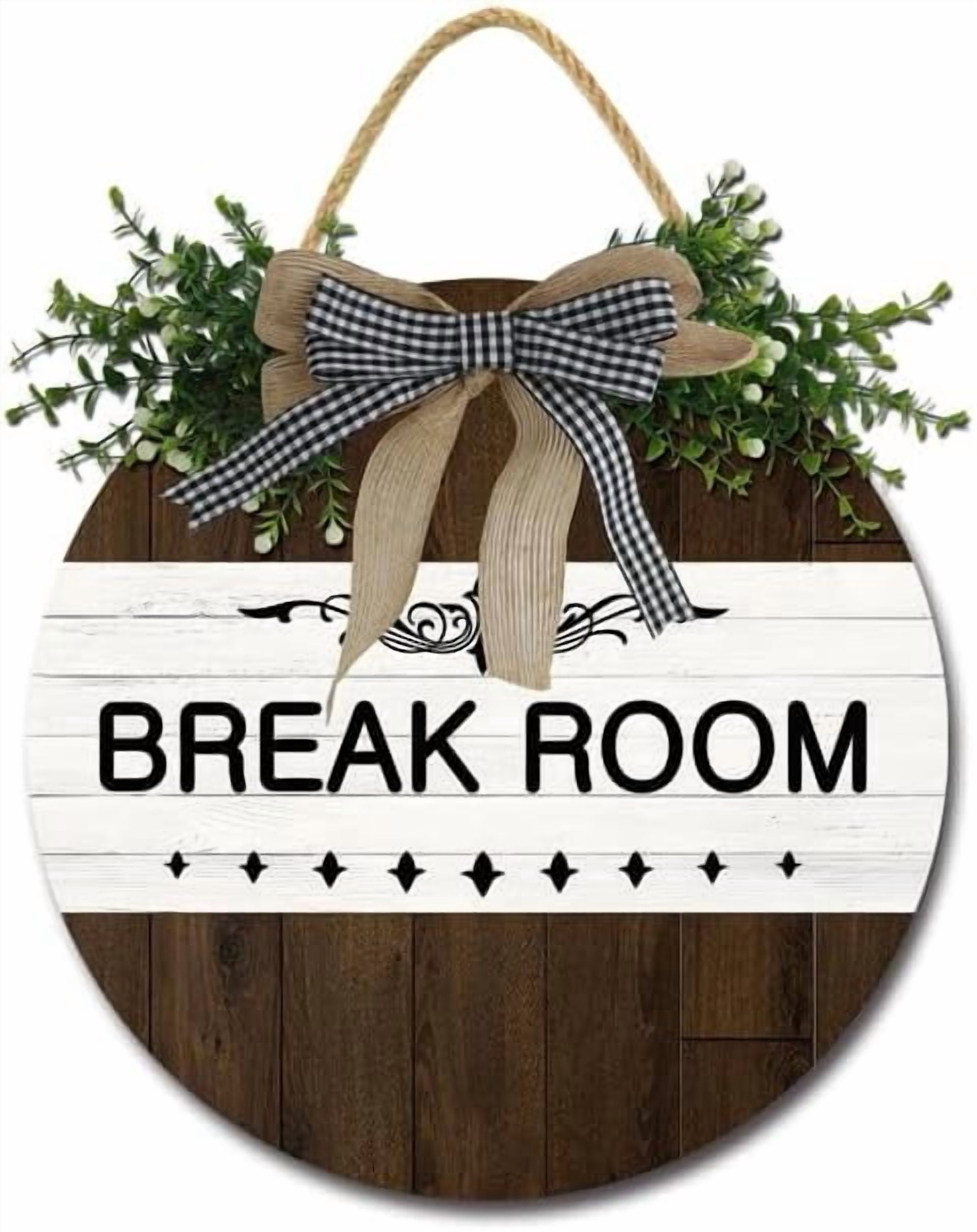 Break Room Sign Farmhouse Rustic Round Wreath Wall Hanger Wall Decor ...