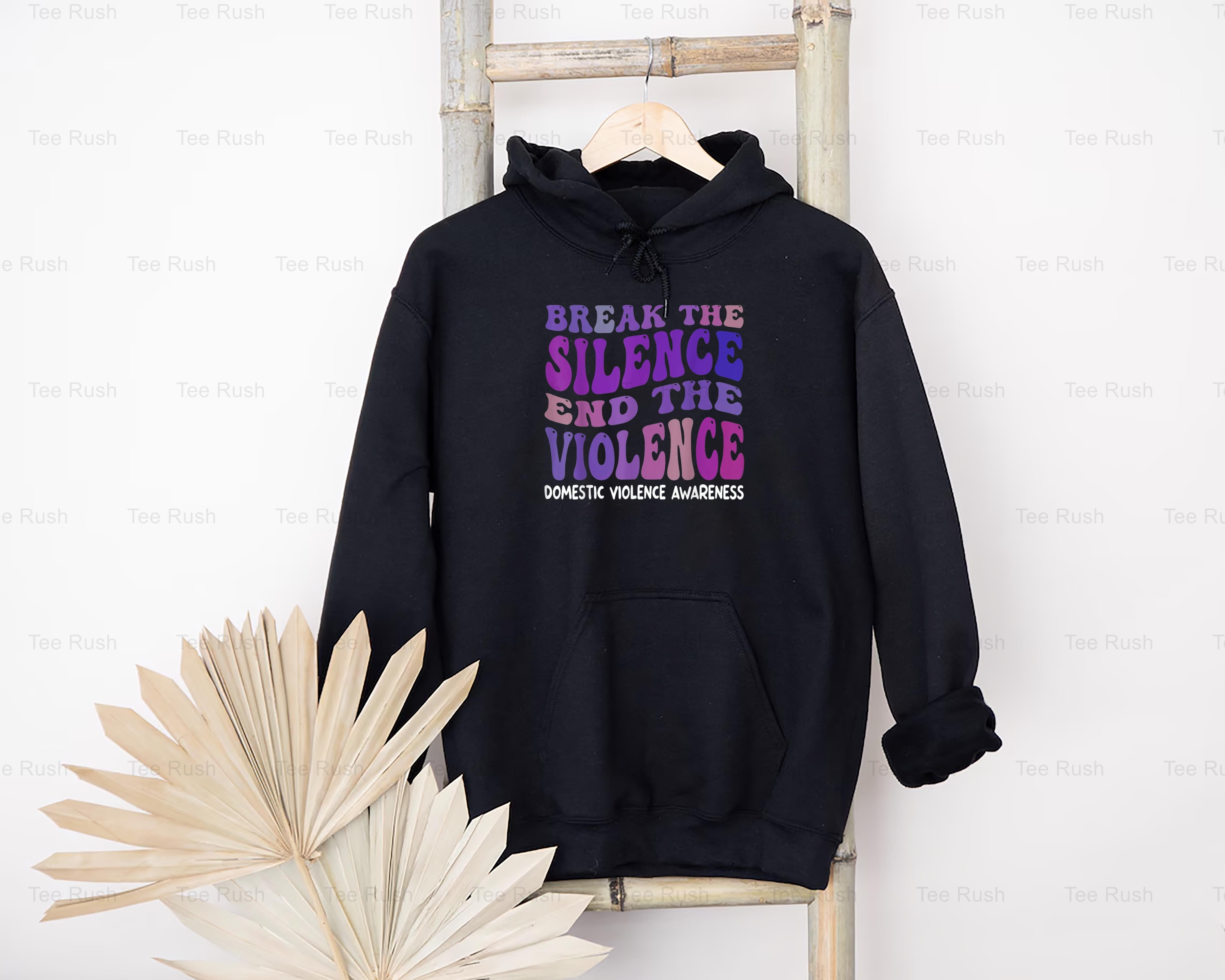Break Silence End Domestic Violence Gift Awareness Purple Ribbon Support,T-Shirt, SW, Hoodie ...