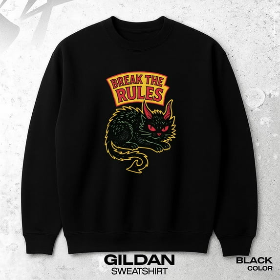 Break The Rules Cat Devil Rebel Retro Punk Rock Aesthetic Style ...