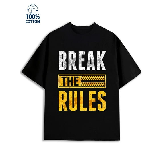 Break The Rules men's funny humor 180G 100% Cotton black husband work ...