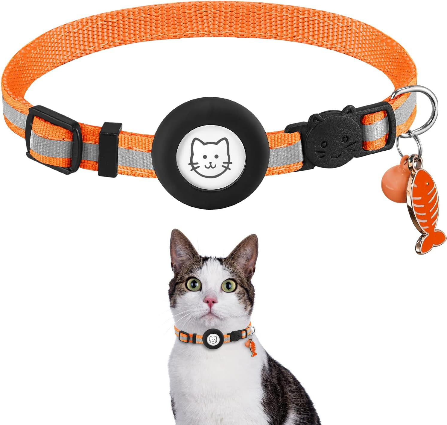 Breakaway Airtag Cat Collar, Reflective Apple Air Tag Cat Collar with ...