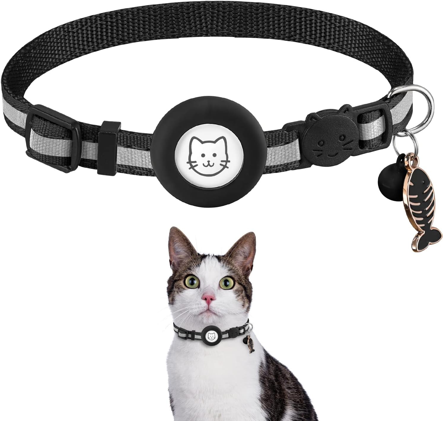 Cat Airtag Collar with Bell, Reflective, Breakaway & Waterproof Puppy ...