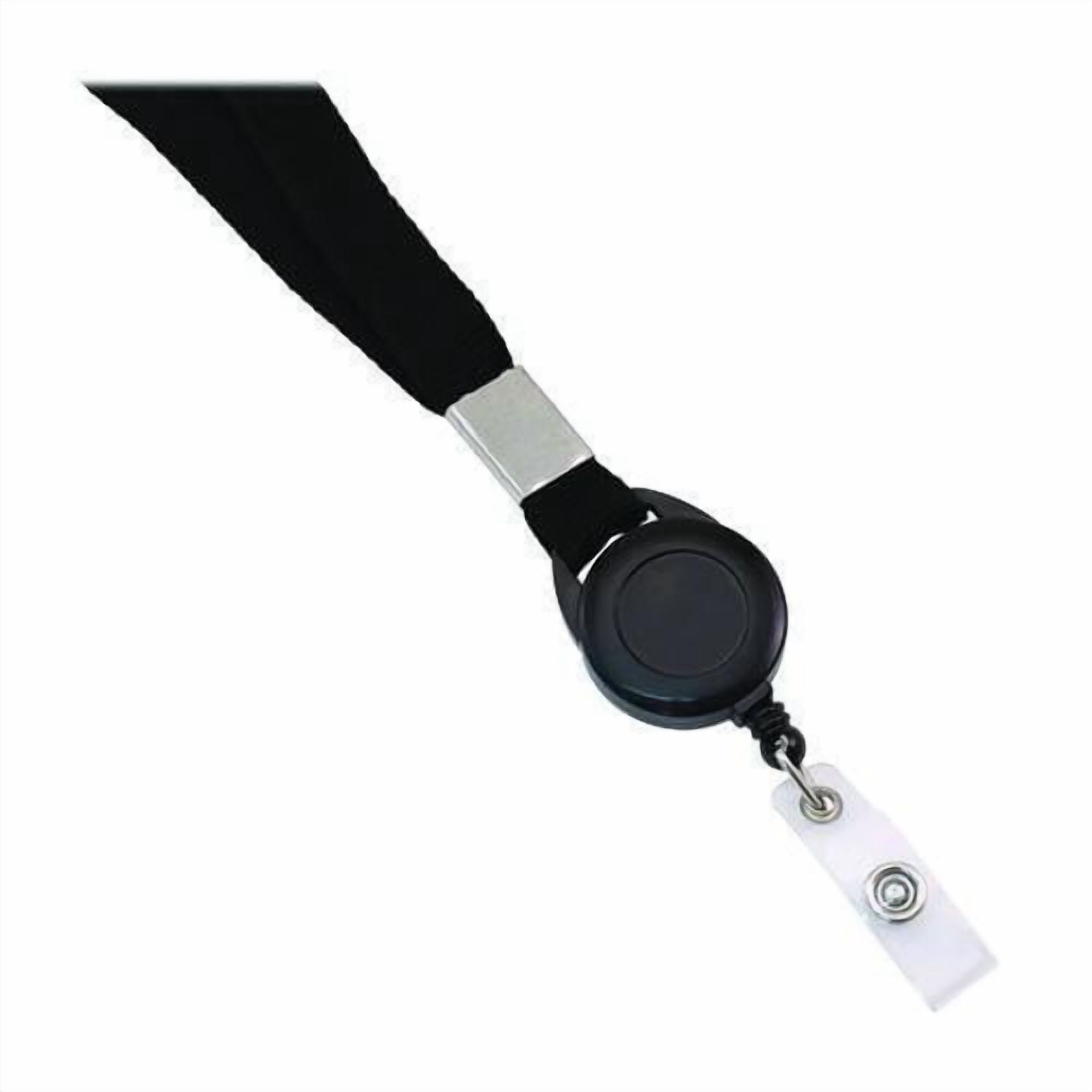 Breakaway Badge Reel with Lanyard, Extends 30", Black/White, 12/Pack ...