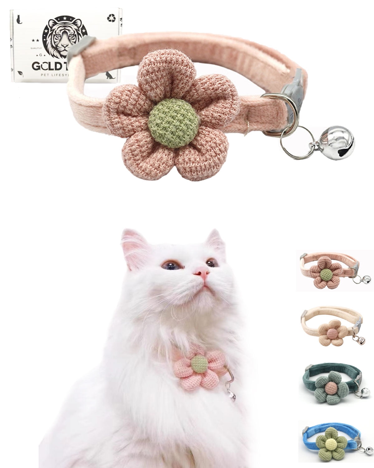 Breakaway Cat Collar with Flowers,Cute Cat Collar with Bells,Cat ...