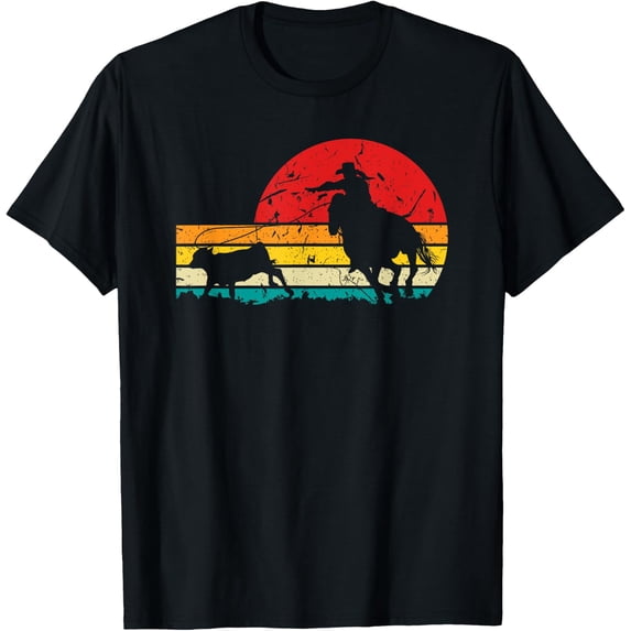 Breakaway Roping Cowgirl Retro Rodeo Graphic T-Shirt - Walmart.com