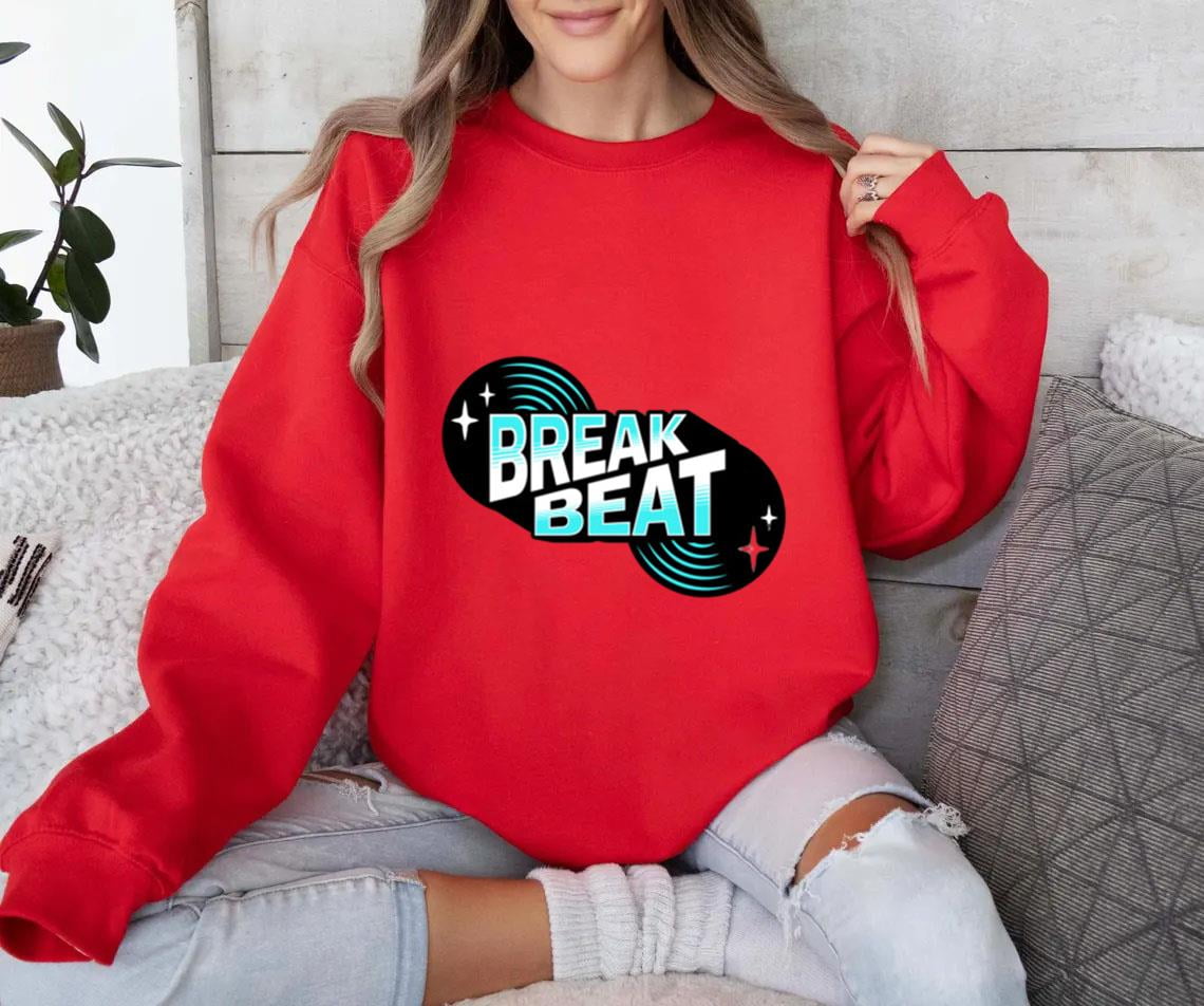Breakbeat Retro Vinyl Record Music Lover Blue Graphic Sweatshirt, for ...