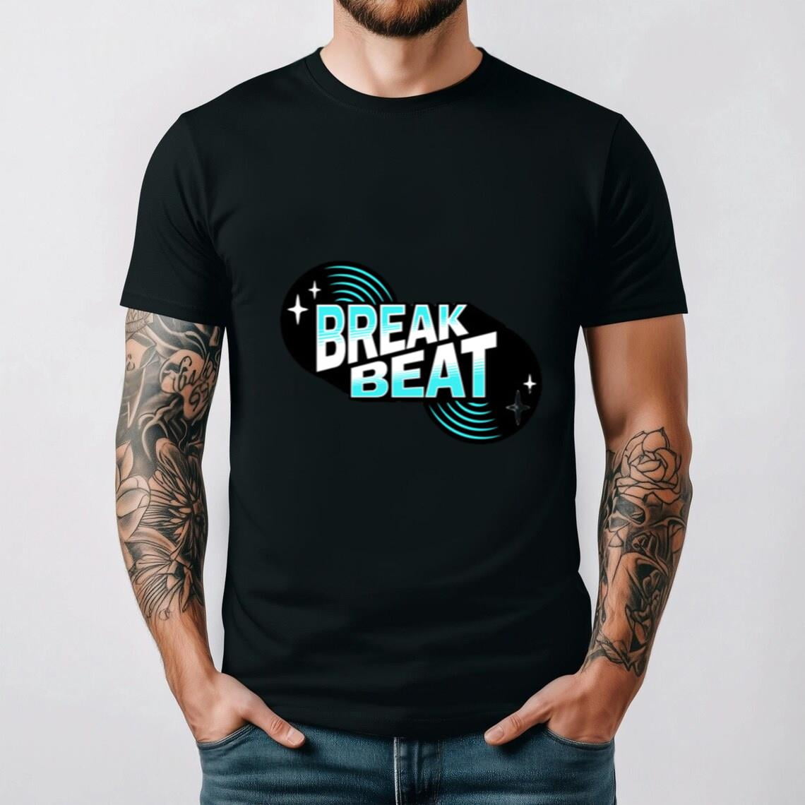 Breakbeat Unisex T-shirt Retro Vinyl Blue Record Music Lover Graphic ...